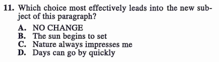 Sample ACT/SAT Verbal Questions: Reading and Writing/English Practice